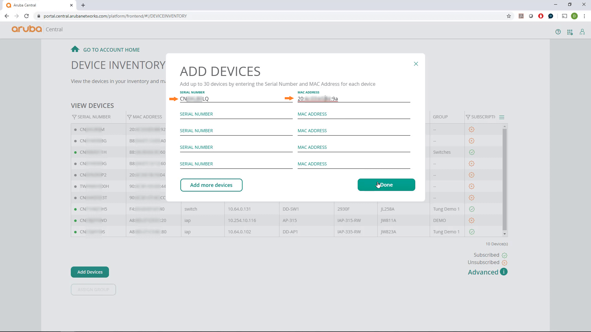 How to Add Devices to Aruba Central